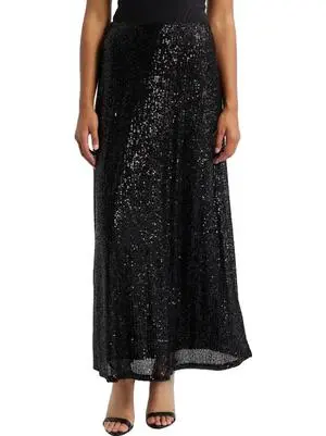 Anne Klein Sequin Maxi Skirt - Anne Black