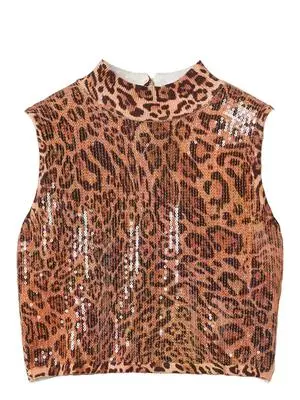TWINSET Leopard-print Sequin-embellished Top - Brown