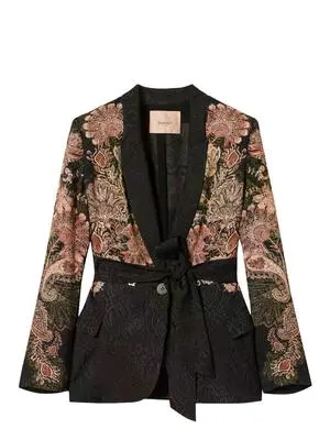 TWINSET Paisley-print Belted Blazer - Black