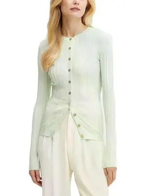 Elisabetta Franchi Ribbed Buttoned Cardigan - Green