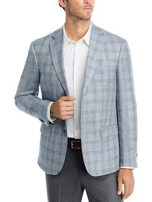 Bloomingdale'S Plaid Regular Fit Sport Coat - Light Blue