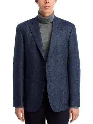 Bloomingdale'S Melange Solid Unstructured Regular Fit Sport Coat - Navy