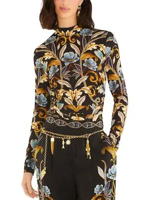 Farm Rio Printed Jersey Top - Snake Garden