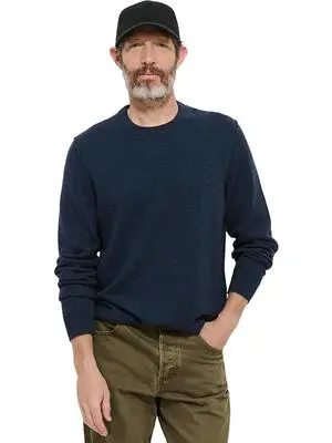 ALEX MILL Reverse Seam Crewneck Sweater - Heather Navy