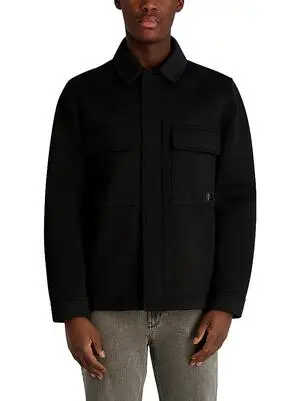 Karl Lagerfeld Paris Twill Collared Shirt Jacket Black