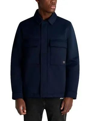 Karl Lagerfeld Paris Twill Collared Shirt Jacket Navy