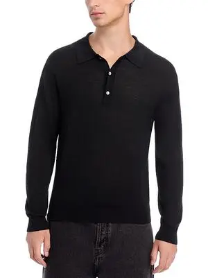 FRAME Superfine Polo Sweater - Black