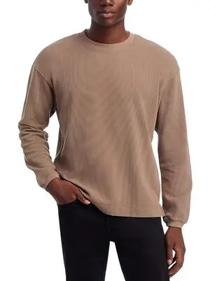 FRAME Cotton Waffle Textured Long Sleeve Tee - Latte Brown