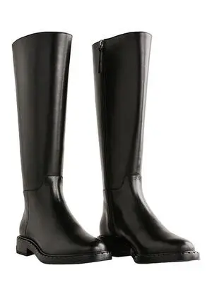 REFORMATION Leather Nancy Boots - Black Leather