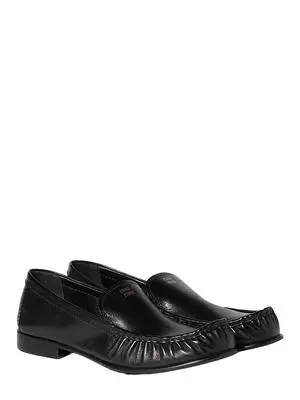 Miu Miu Leather Moccasin Loafers - Nero