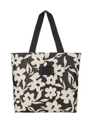 ALOHA COLLECTION Day Tripper Fall Flowers Water-resistant Tyvek® Tote - Black/sandstone
