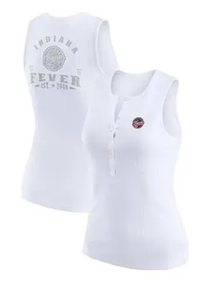 WEAR BY ERIN ANDREWS Indiana Fever Rib-knit Henley Tank Top - White