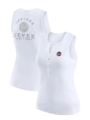WEAR BY ERIN ANDREWS Indiana Fever Rib-knit Henley Tank Top - White