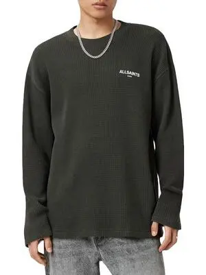 ALLSAINTS Sect Waffle Knit Sweatshirt Duffel Green