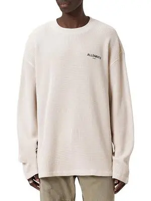 ALLSAINTS Sect Waffle Knit Sweatshirt Smoke White/black Logo