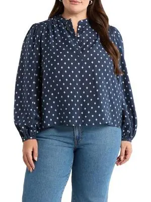 CASLON Embroidered Inset Top