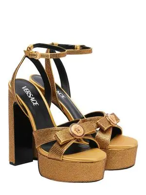 Versace Ribbon 140 Satin Platform Sandals - Gold