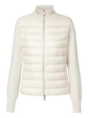 Moncler Down-paneled Virgin Wool Cardigan - Beige