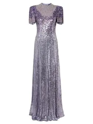 Jenny Packham Jourdain Embellished Gown - Purple