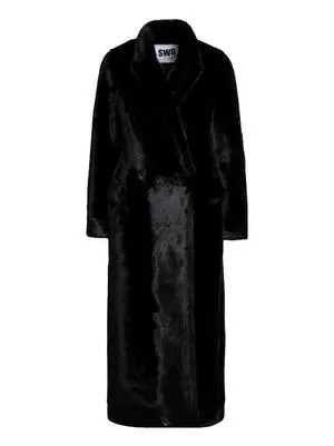 SWORD 6.6.44 Long Faux Fur Double-breasted Coat - Black