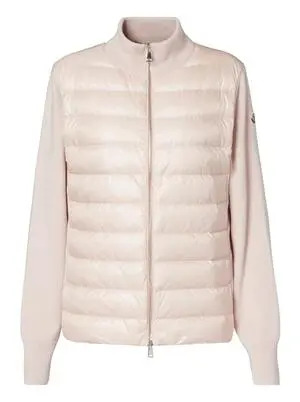 Moncler Down-paneled Virgin Wool Cardigan - Pink