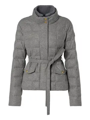 Moncler Belted Quilted Down Jacket - Grey