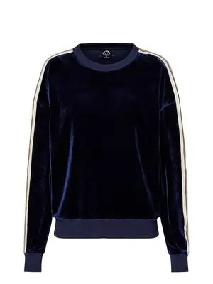 The Upside Monaco Lisel Striped Velour Sweatshirt - Blue
