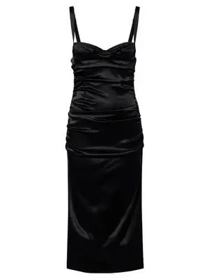 Dolce & Gabbana Ruched Satin Bustier Dress - Black