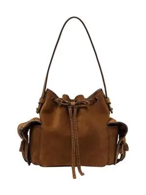 Acne Studios Multipocket Mini Suede Bucket Bag - Brown