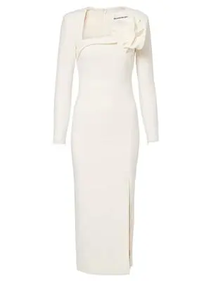 Roland Mouret Floral-appliqué Crêpe Midi Dress - White