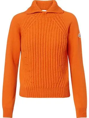 Moncler Ribbed-knit Wool And Cashmere Turtleneck Sweater - Orange