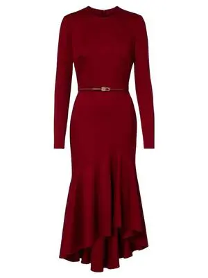 Elie Saab Belted Tie Midi Dress - Red