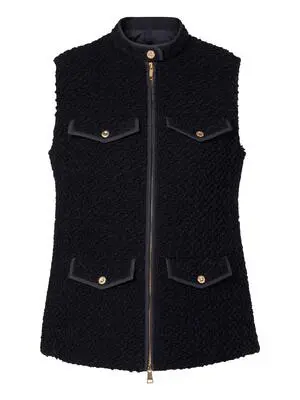 Moncler Virgin Wool Bouclé Vest - Blue