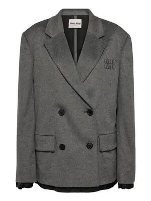 Miu Miu Double-breasted Wool And Cashmere Blazer - Grey