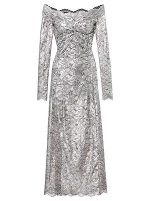 Rabanne Metallic-effect Lace Maxi Dress - Silver