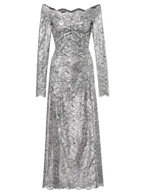 Rabanne Metallic-effect Lace Maxi Dress - Silver