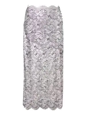 Rabanne Metallic-effect Lace Midi Skirt - Silver
