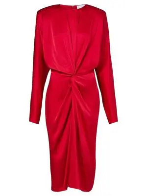 Stella McCartney Twist Satin Midi Dress - Red