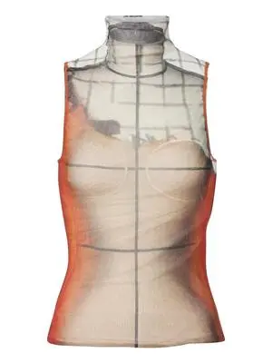 JEAN PAUL GAULTIER Fire Tulle Top - Multicoloured
