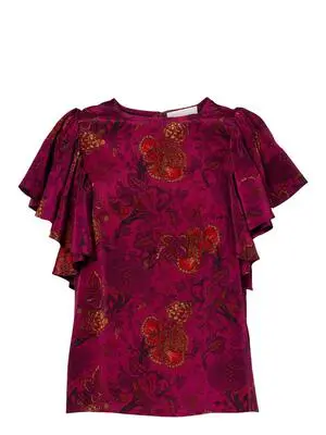 Ulla Johnson Lena Floral Silk Crepe De Chine Top - Multicoloured