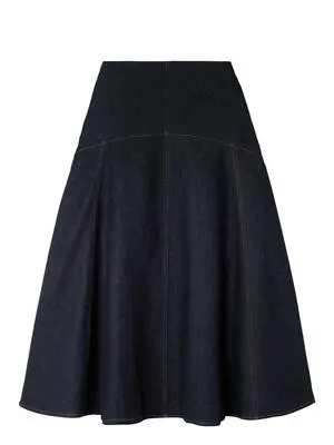 Jacquemus Triangle De-nîmes Embroidered Denim Midi Skirt - Blue