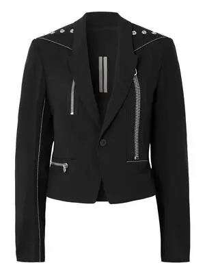 RICK OWENS Alice Embellished Grain De Poudre Wool Jacket
