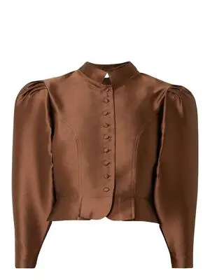 DESTREE Amoako Cropped Faille Jacket Brown