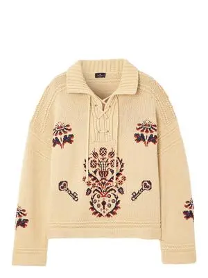 Etro Wool And Cashmere-blend Polo Sweater - Neutrals