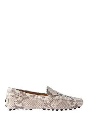 TOD'S Gommino Snake-effect Leather Loafers - Animal Print
