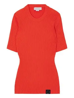 Stella McCartney Ribbed-knit T-shirt - Red