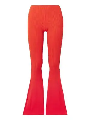 Stella McCartney Recycled Ribbed-knit Flare Pants - Red