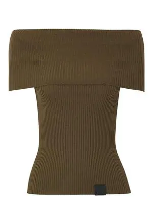 Stella McCartney Strapless Ribbed Wool Top - Brown