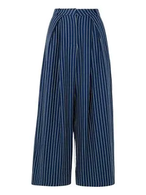 Faithfull The Brand Lalia Pleated Striped Wide-leg Pants - Blue