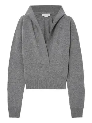 Stella McCartney Cropped Hooded Wool Sweater - Gray